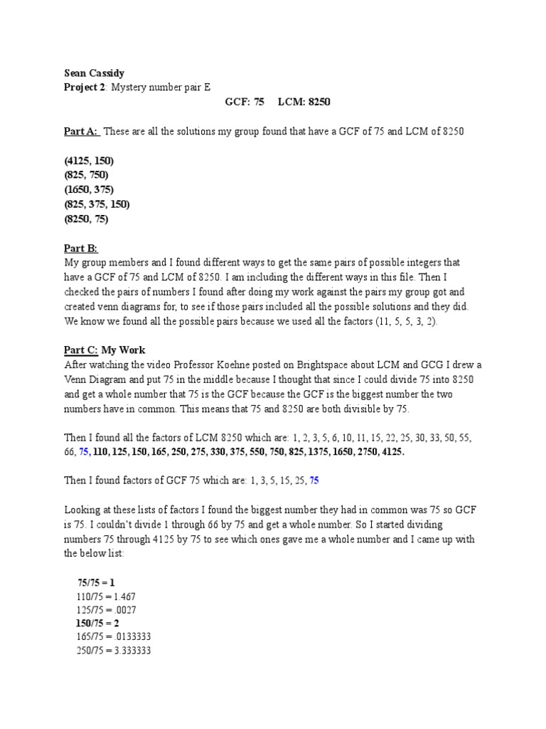 GCF and LCM Analysis Project | PDF | Cognitive Science | Learning