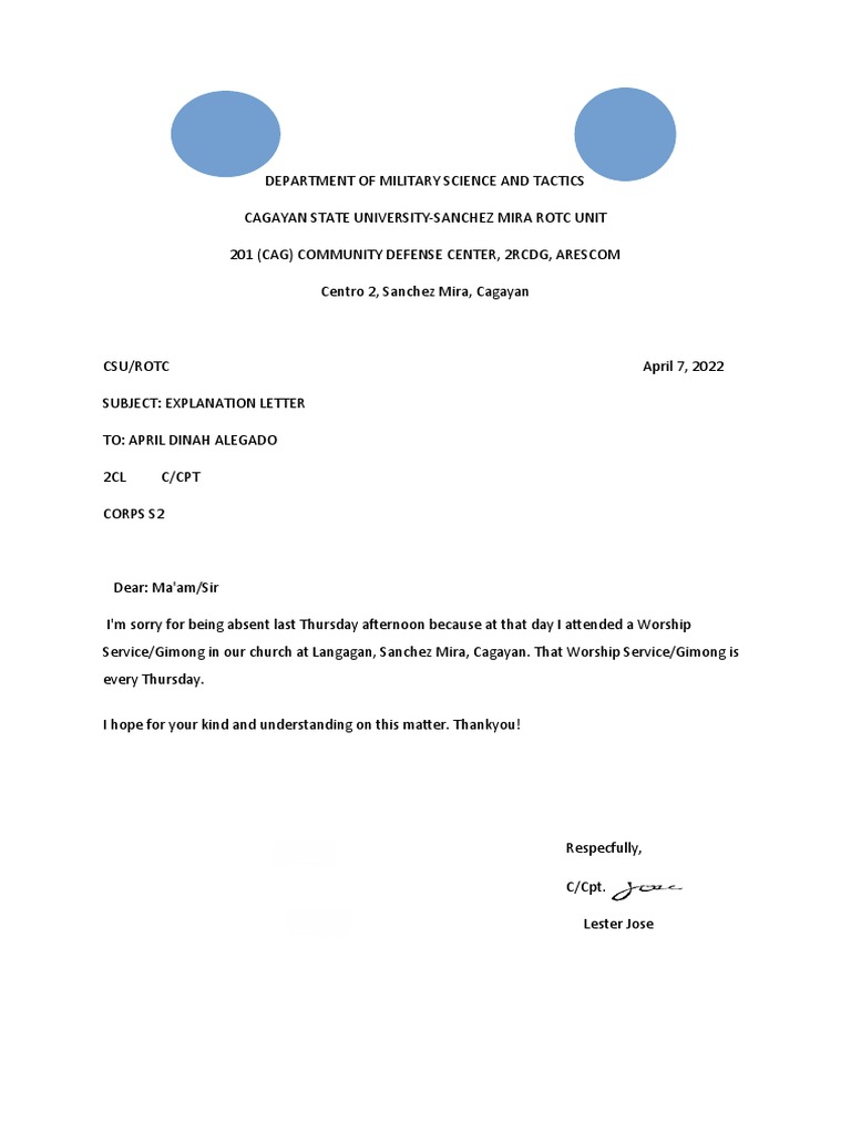 Explanation Letter Format | PDF