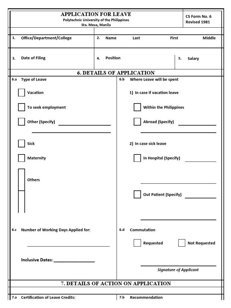 Leave Form | Download Free PDF | Sick Leave | Labor