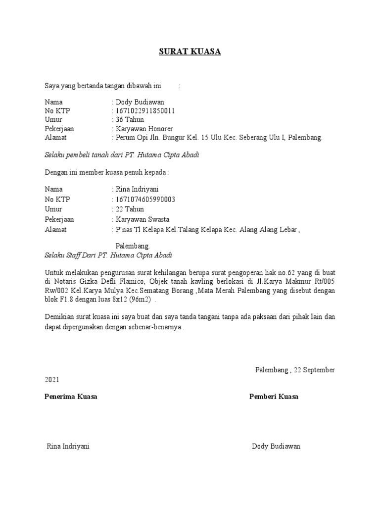 Surat Kuasa TTD SPH | PDF