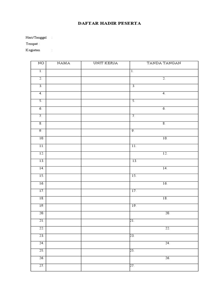 Daftar Hadir Peserta | PDF