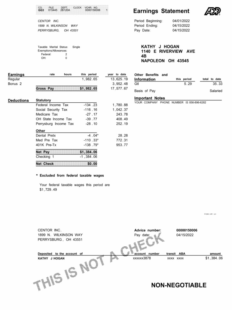 4-15 Paycheck | PDF