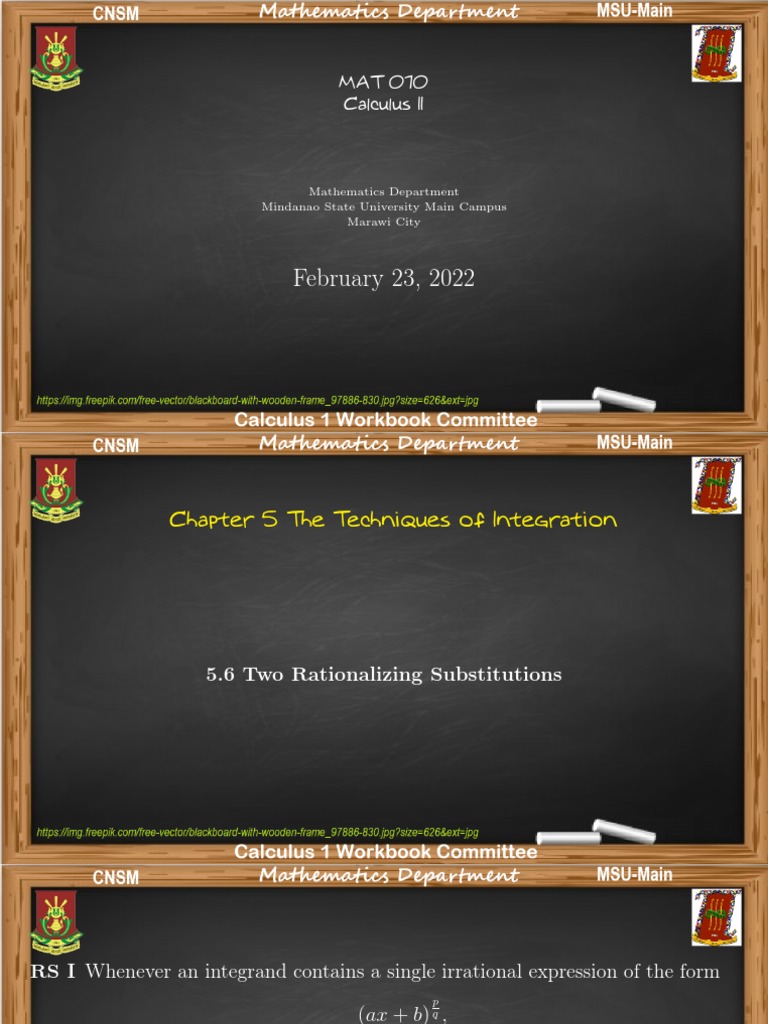 7 Integration by Rationalizing Substitution | PDF | Integral | Complex Analysis