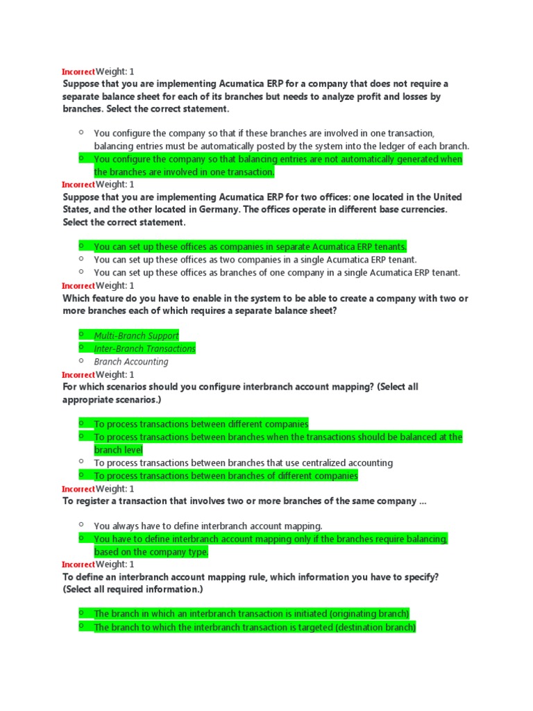 Configuring Multi-Branch Support and Inter-Branch Transactions in Acumatica ERP | PDF | Debits ...