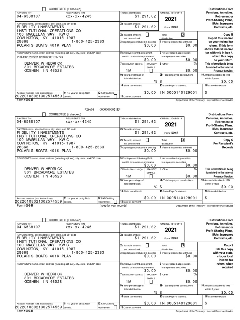 Tax Form | PDF | 401(K) | Individual Retirement Account