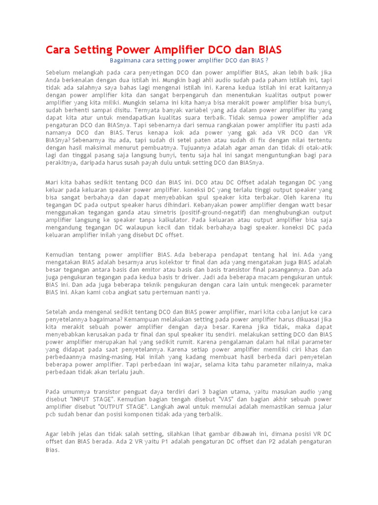 Cara Setting Power Amplifier DCO Dan BIAS | PDF