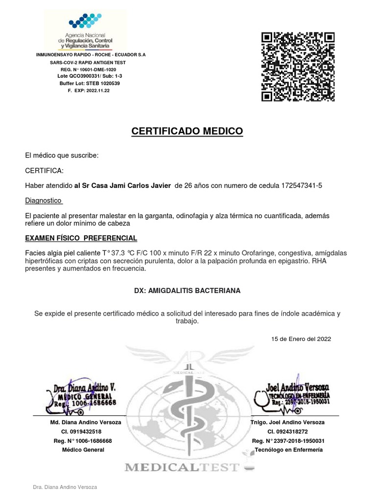 Certificado Medico | PDF