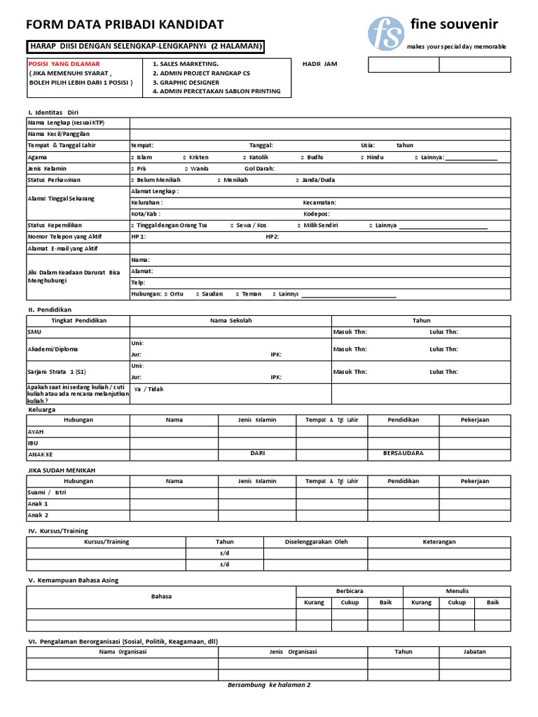 FS Personal Data Form 1.1 | PDF