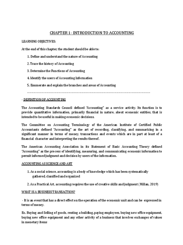Chapter 1 - Introduction To Accounting | PDF | Accounting | Audit