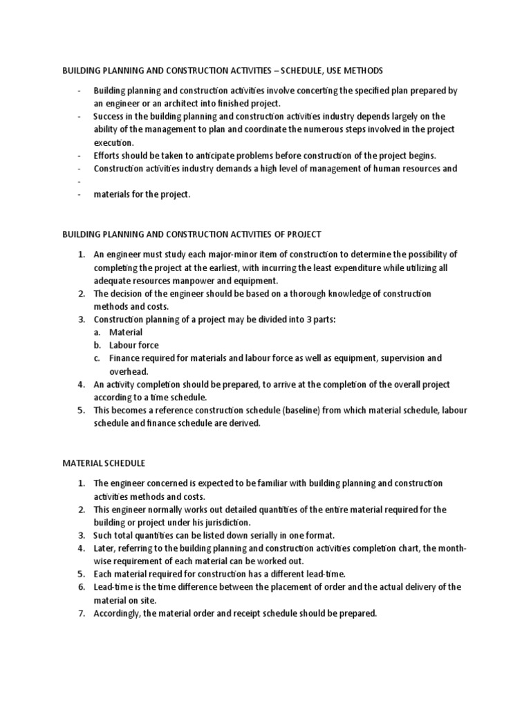 Building Planning and Construction Activities | PDF | Economies | Business