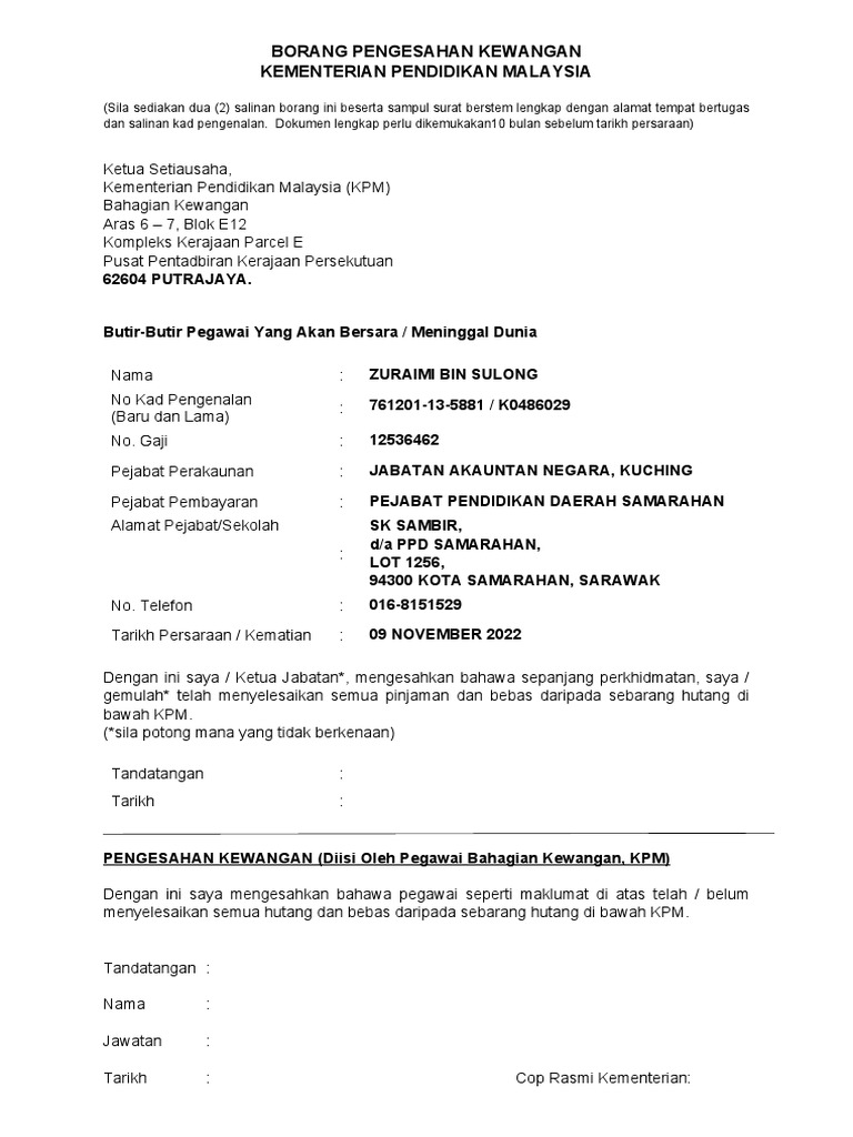 11 Borang Pengesahan Kewangan | PDF