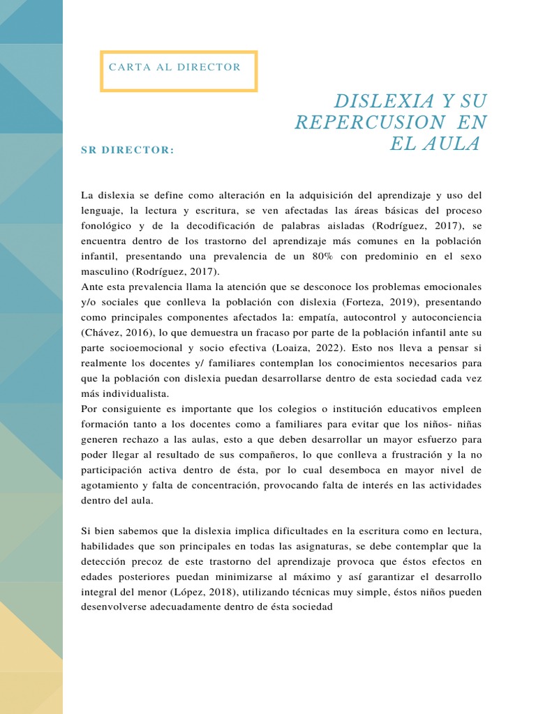 Carta Al Director María Jose Ortega Medel | PDF | Método de enseñanza ...