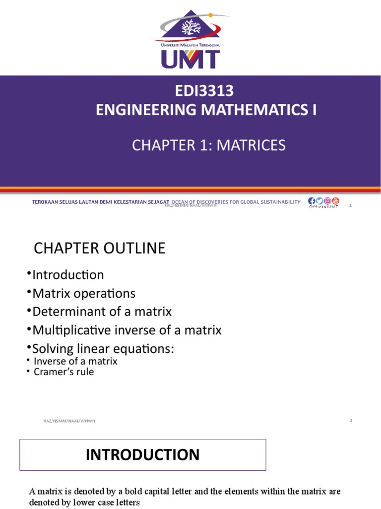 Chapter 1 - Matrices | PDF | Matrix (Mathematics) | Determinant