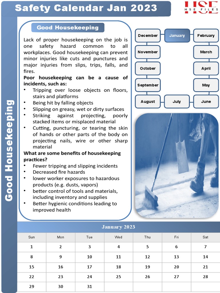 HSE Calendar Jan 2023 | Download Free PDF | Housekeeping | Labor Relations