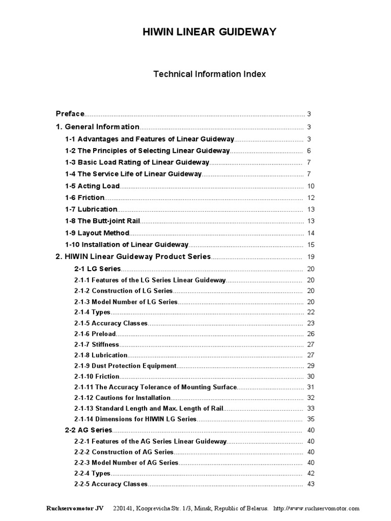 Hiwin Linear Guideways Ruch Servomotor | PDF | Friction | Screw