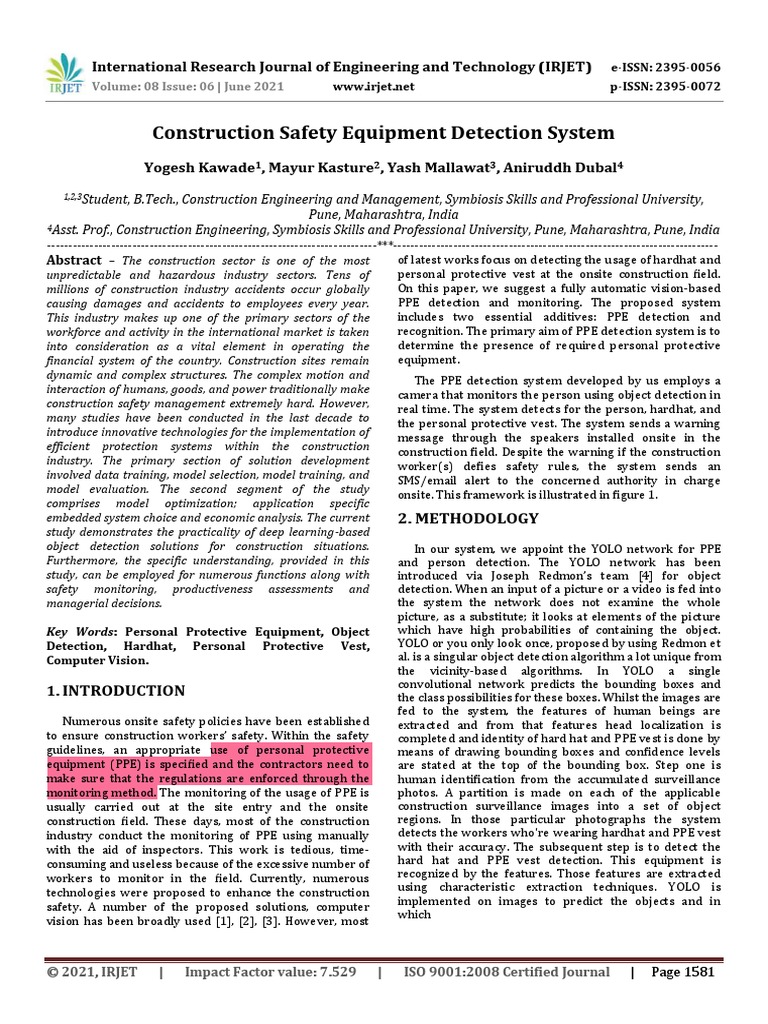 Construction Safety Equipment Detection | PDF | Personal Protective ...