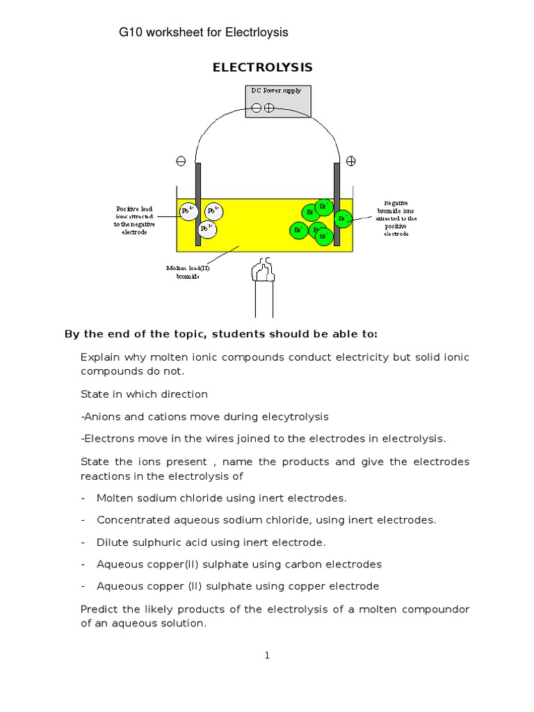 Electrolysis | PDF | Electrolyte | Ion