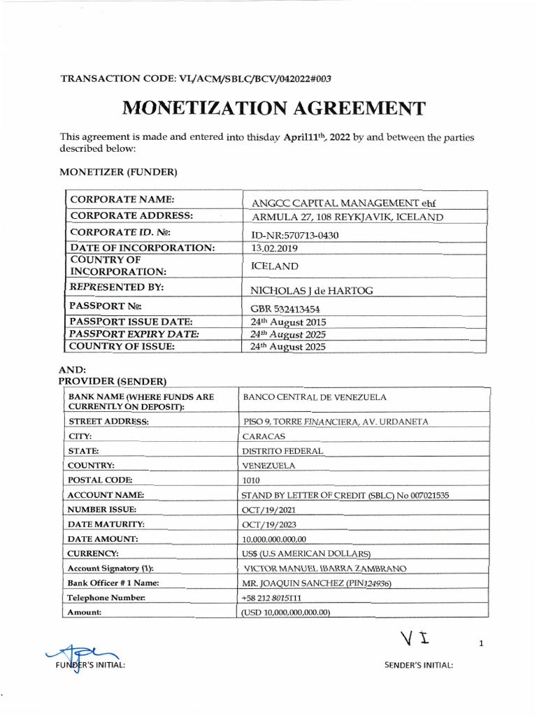 SBLC DOA - ANGCC - Signed | PDF | Arbitration | Letter Of Credit