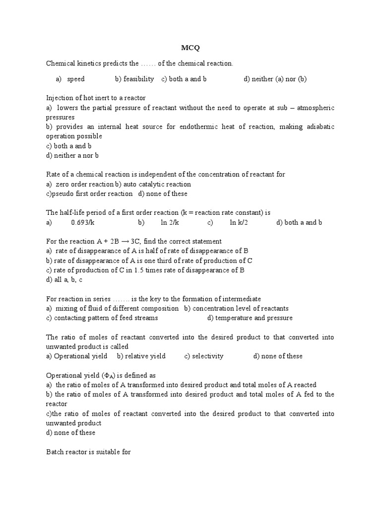 Suggesion CRE 2022 | PDF | Adsorption | Chemical Reactor