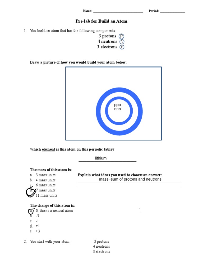 Copy of Build An Atom - PhET Lab | PDF | Atoms | Proton