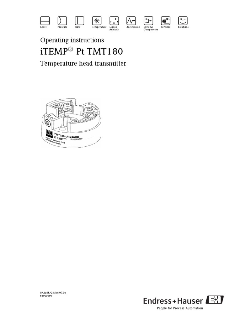 Operating Instructions For TMT180 | PDF | Sensor | Electrical Connector