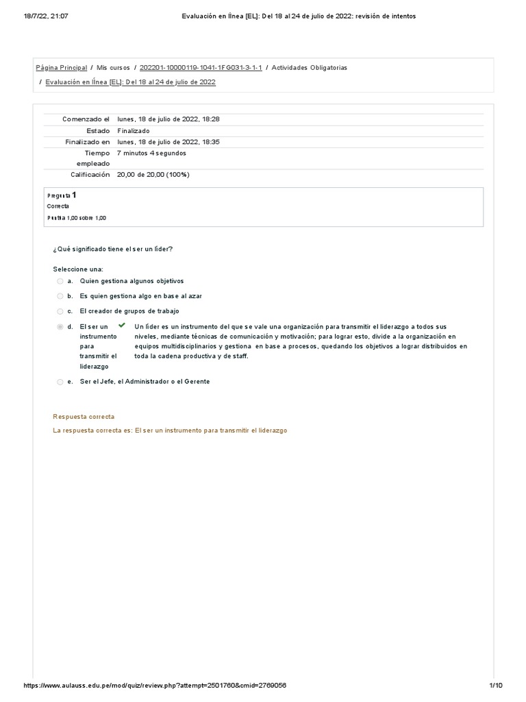 Examen de Liderazgo | PDF | Business | Liderazgo Examen de Liderazgo | PDF | Business | Liderazgo