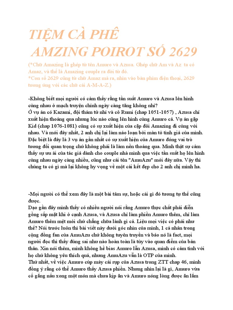 TIỆM CÀ PHÊ AMZING POIROT SỐ 2629 | PDF
