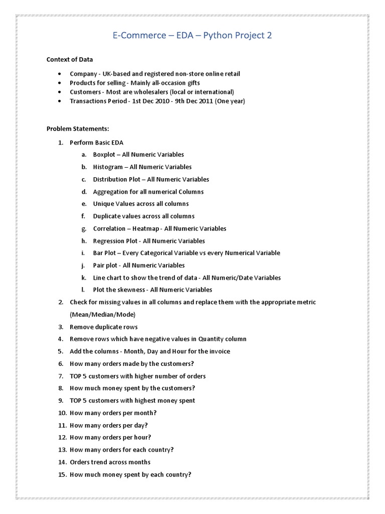 E Commerce EDA Python Project 2 | PDF