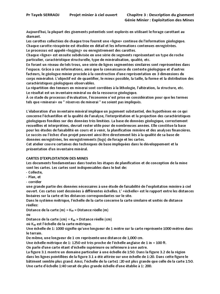 Description du gisement minier ouvert | PDF | Exploitation minière ...