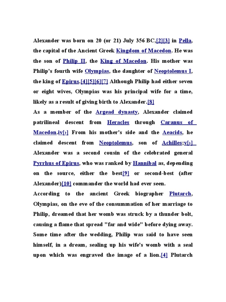 Alexander Was Born On 20 | PDF | Alexander The Great | Macedonia ...