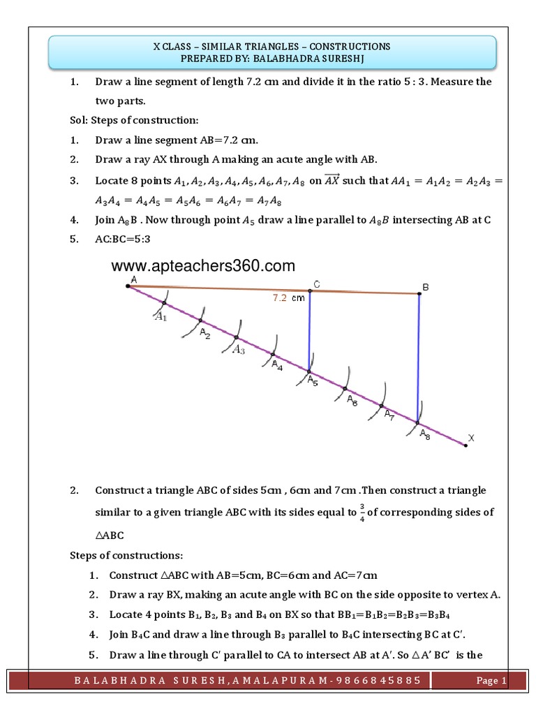X CLASS-Similar Triangles Constructions | Download Free PDF | Triangle | Mathematics
