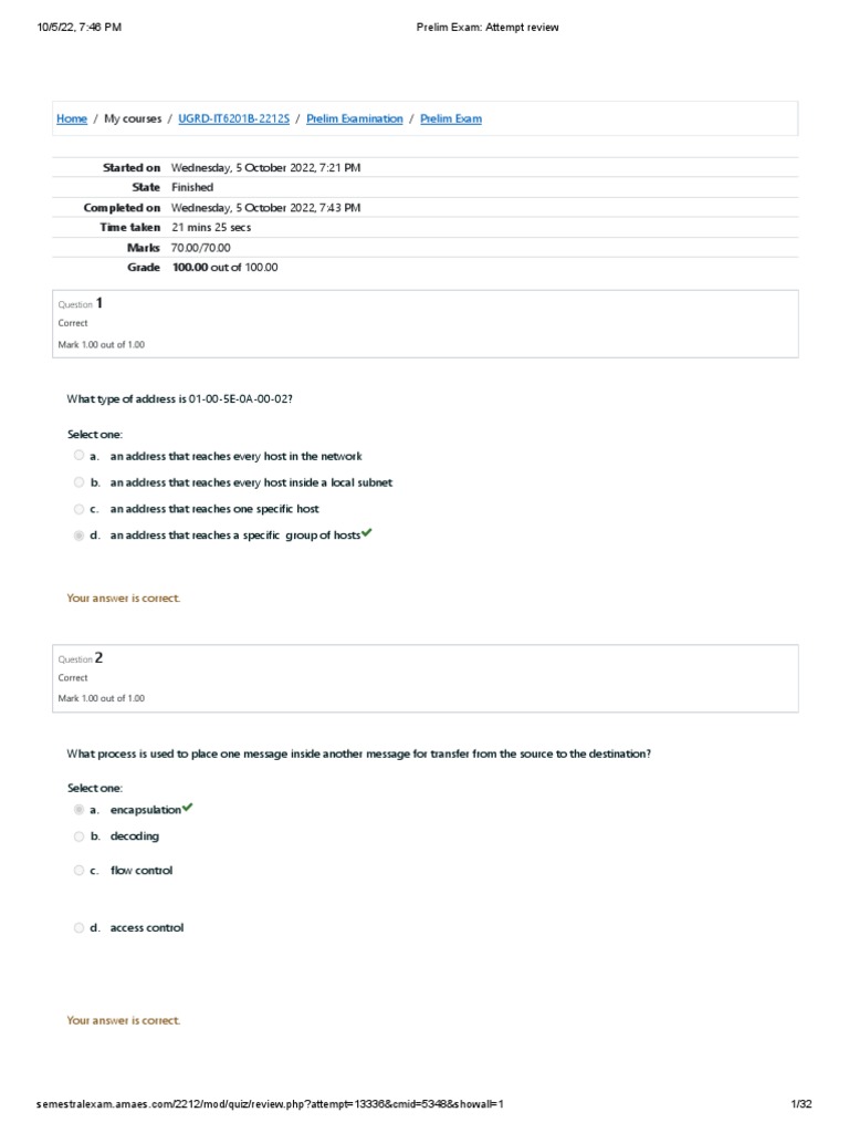 Prelim Exam - Data Communications and Networking 1 | PDF | Computer Network | Router (Computing)