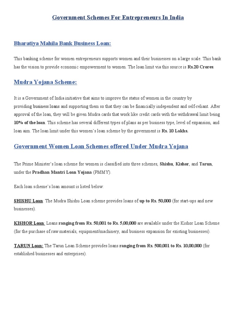 Brochure For Government Schemes | PDF | Loans | Small And Medium Sized ...