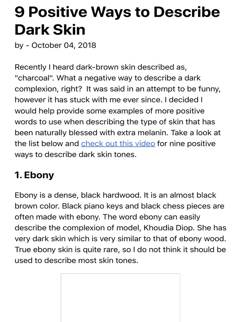 9 Positive Ways To Describe Dark Skin - PrettyMocha | PDF | Chocolate ...