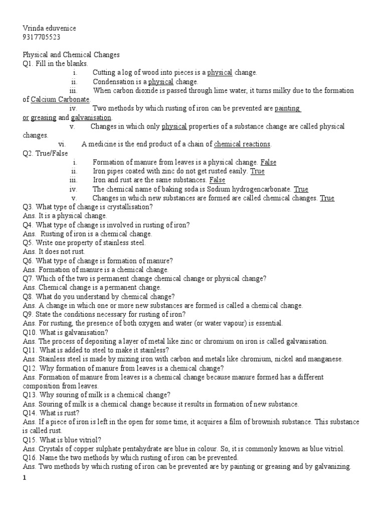 Physical and Chemical Changes | PDF | Rust | Oxide