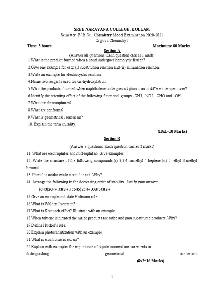 S4 Main Internal QUESTION PAPER 18 02-2020 Edited | PDF | Chemical ...