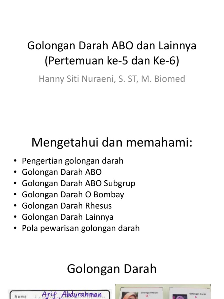 Golongan Darah ABO Dan Lainnya (Pertemuan Ke-5 Dan Ke-6) | PDF