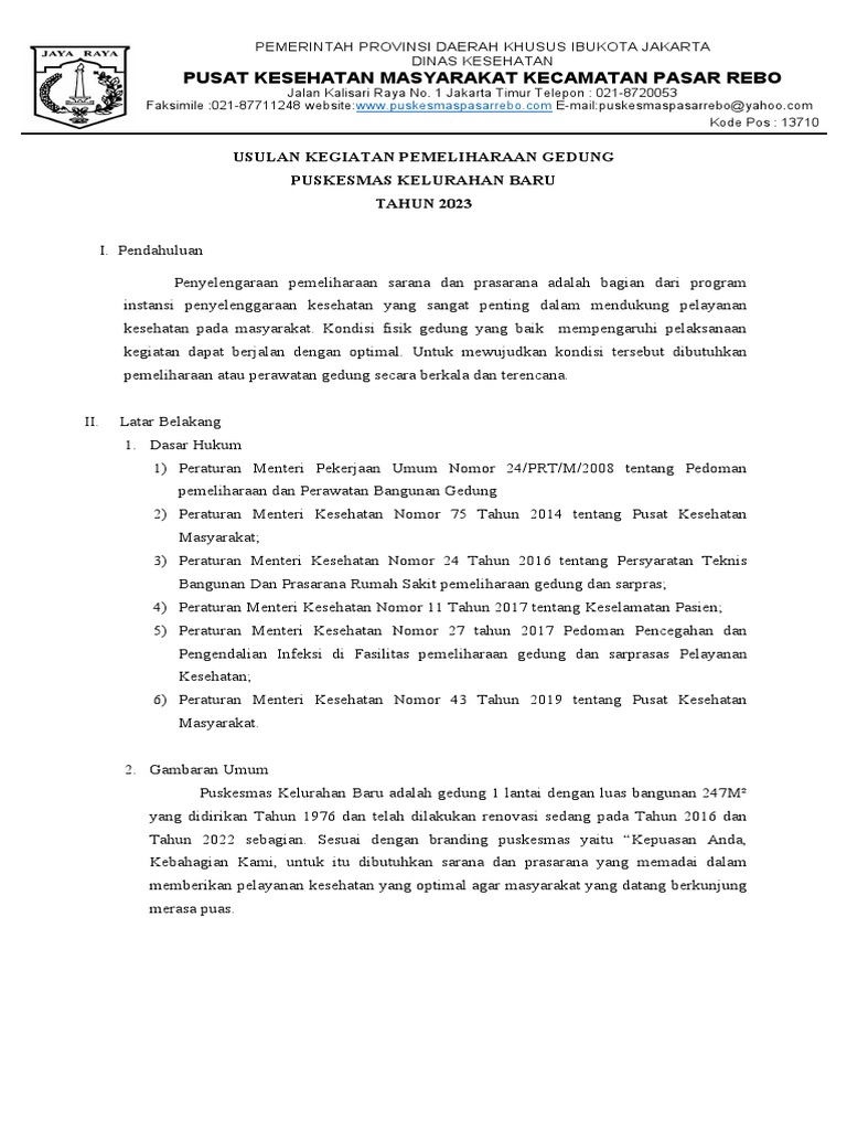 Kerangka Acuan Kerja Pemeliharaan Gedung | PDF | Teknologi & Rekayasa
