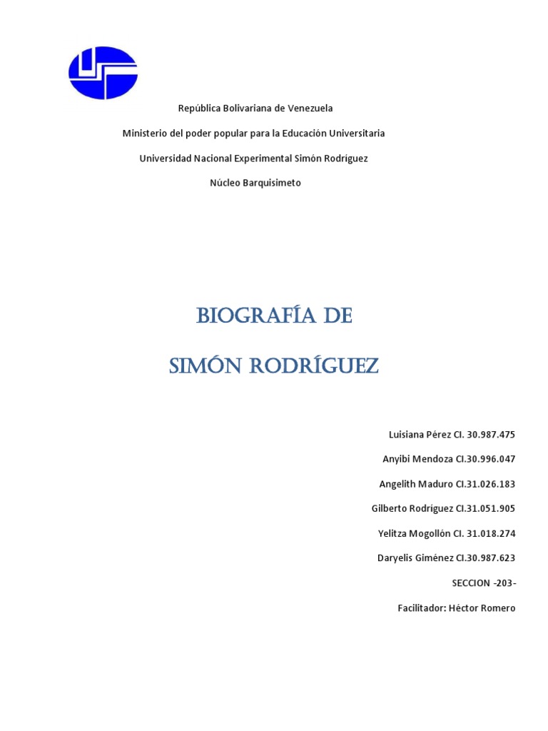 Biografía de Simón Rodríguez | PDF