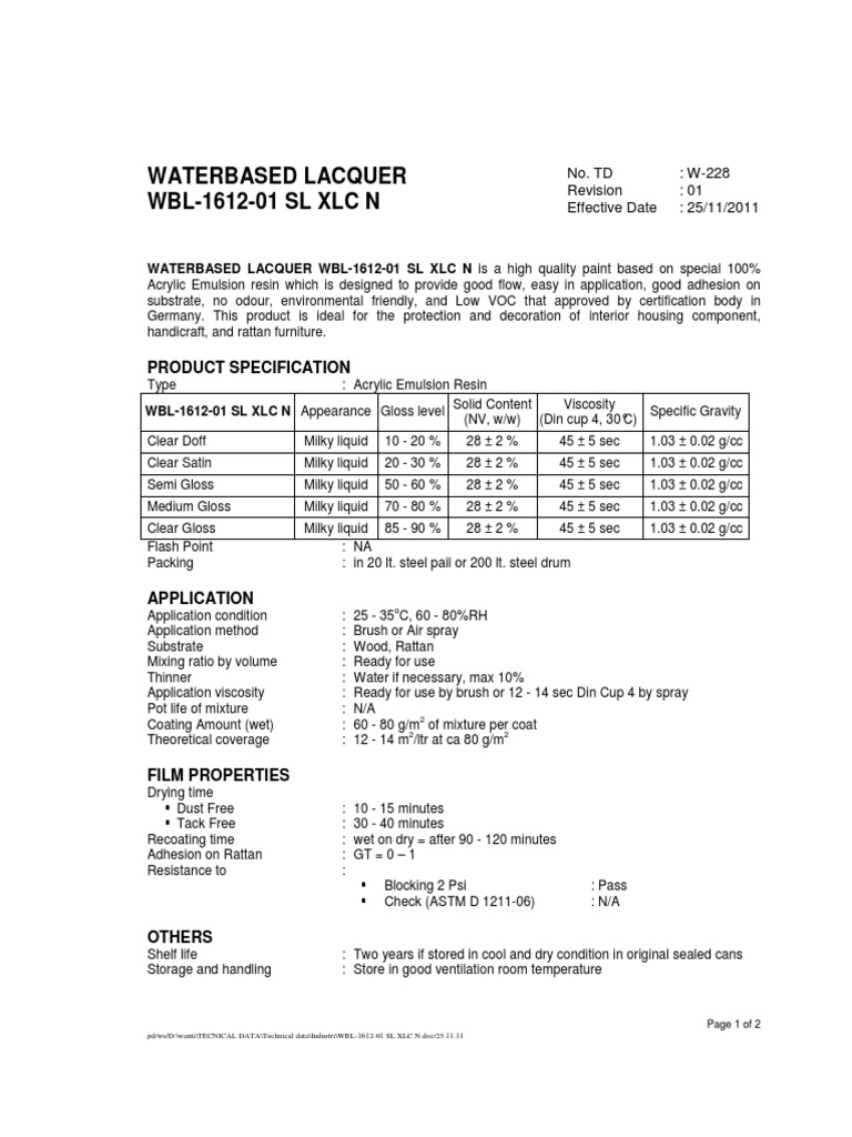 Technical Specifications and Application Instructions for WATERBASED ...