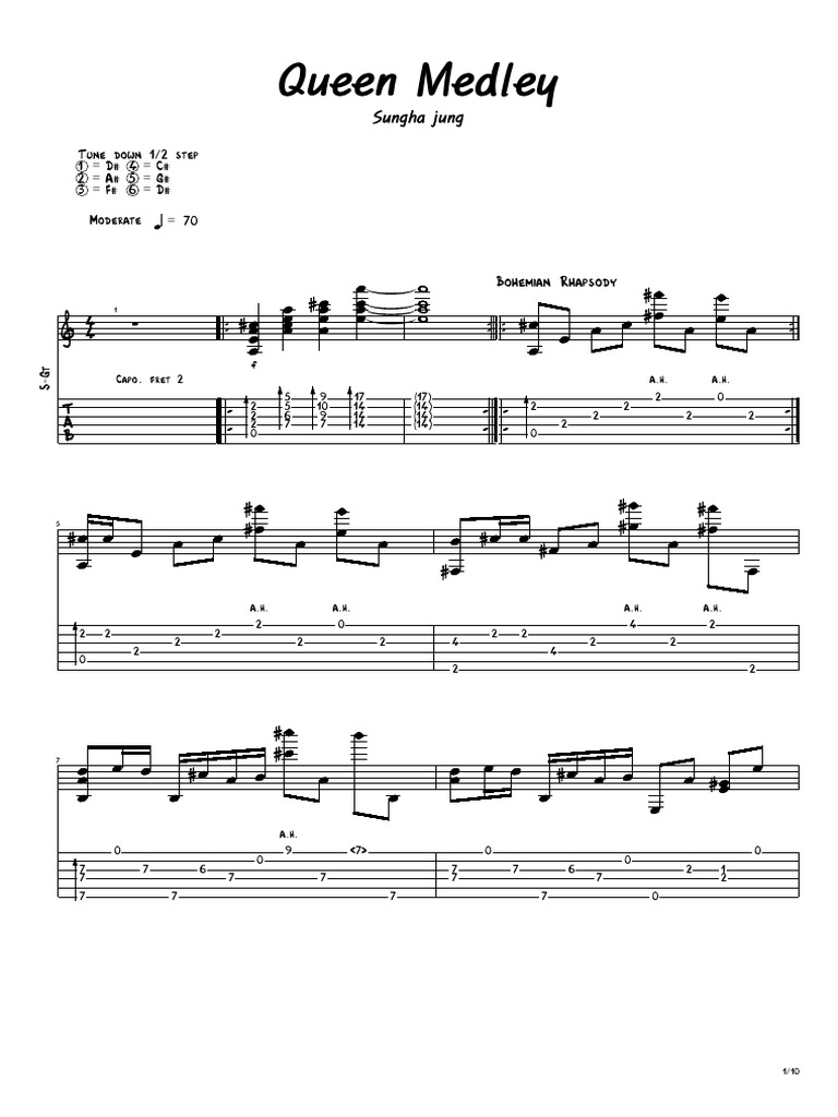 Sungha Jung - Queen Medley Ë Ì Ì © | PDF | European Musical Instruments | Chordophones