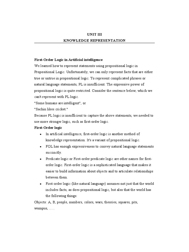 Unit 3 | PDF | First Order Logic | Logic