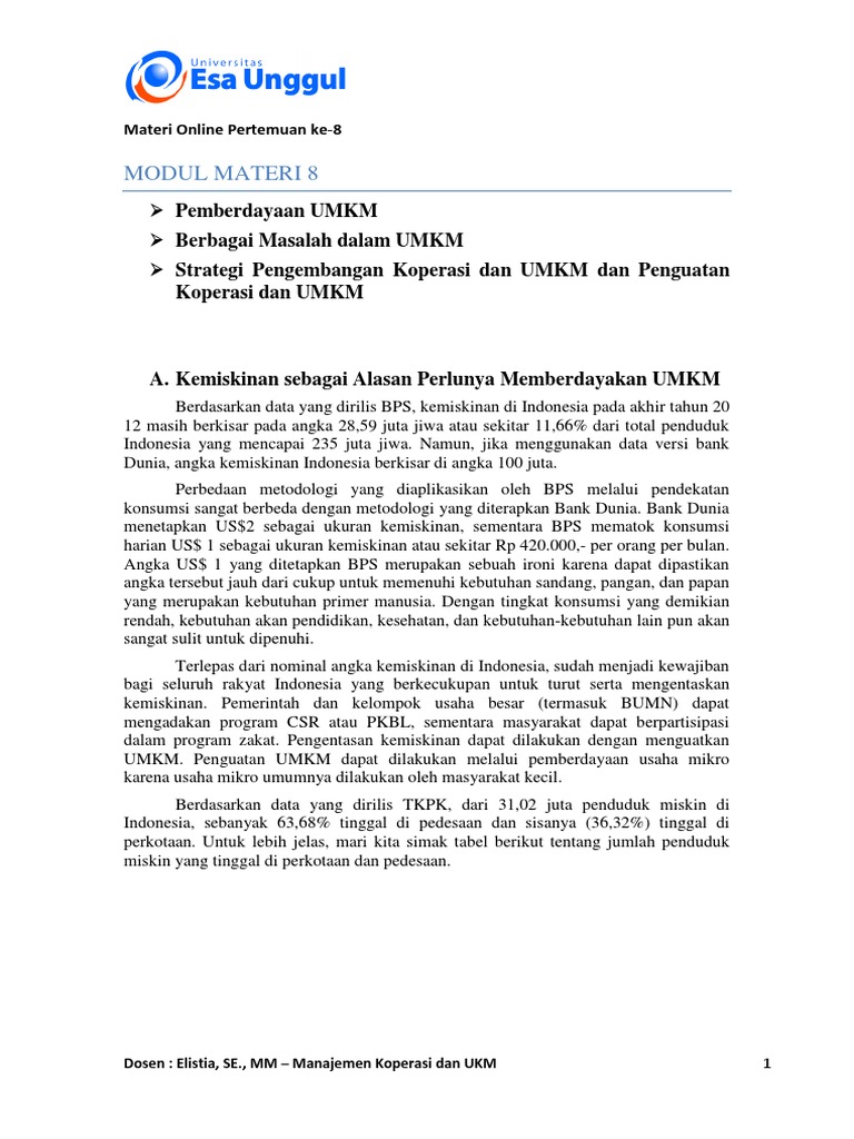 8 - Modul Online Manajemen Koperasi Dan UKM - Pemberdayaan Dan Masalah UMKM, Strategi Penguatan ...