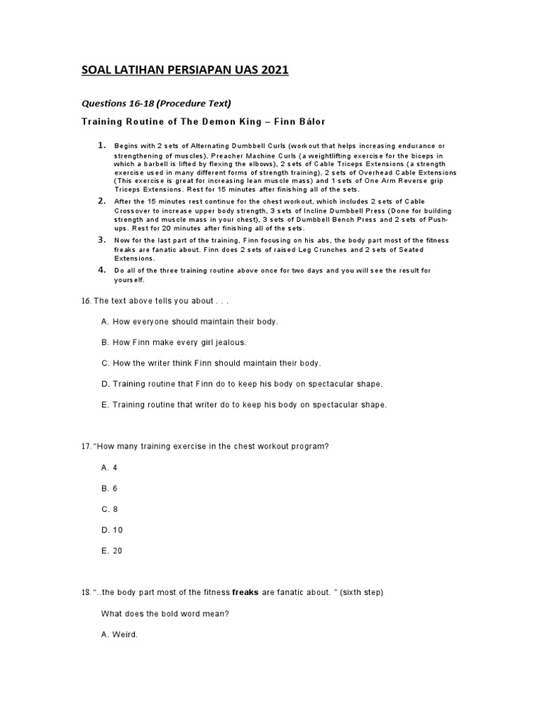 Soal Latihan UAS 2 | Download Free PDF | Weight Training