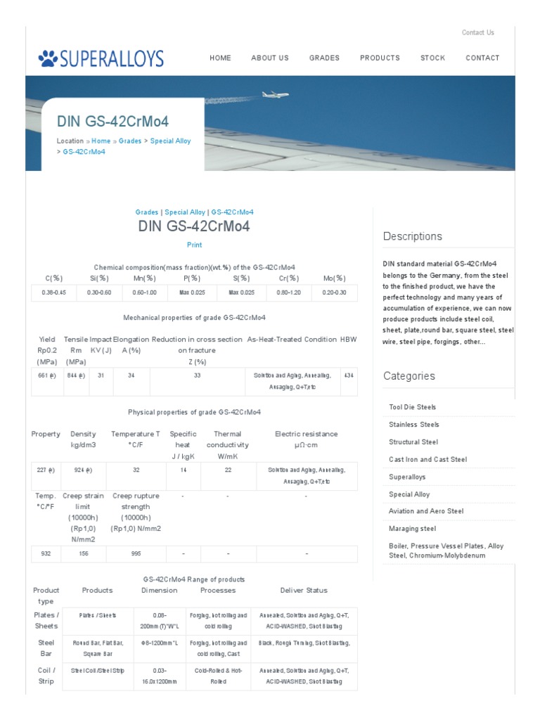DIN GS-42CrMo4 Datasheet, GS-42CrMo4 Chemical Composition, GS-42CrMo4 Mechanical Properties ...