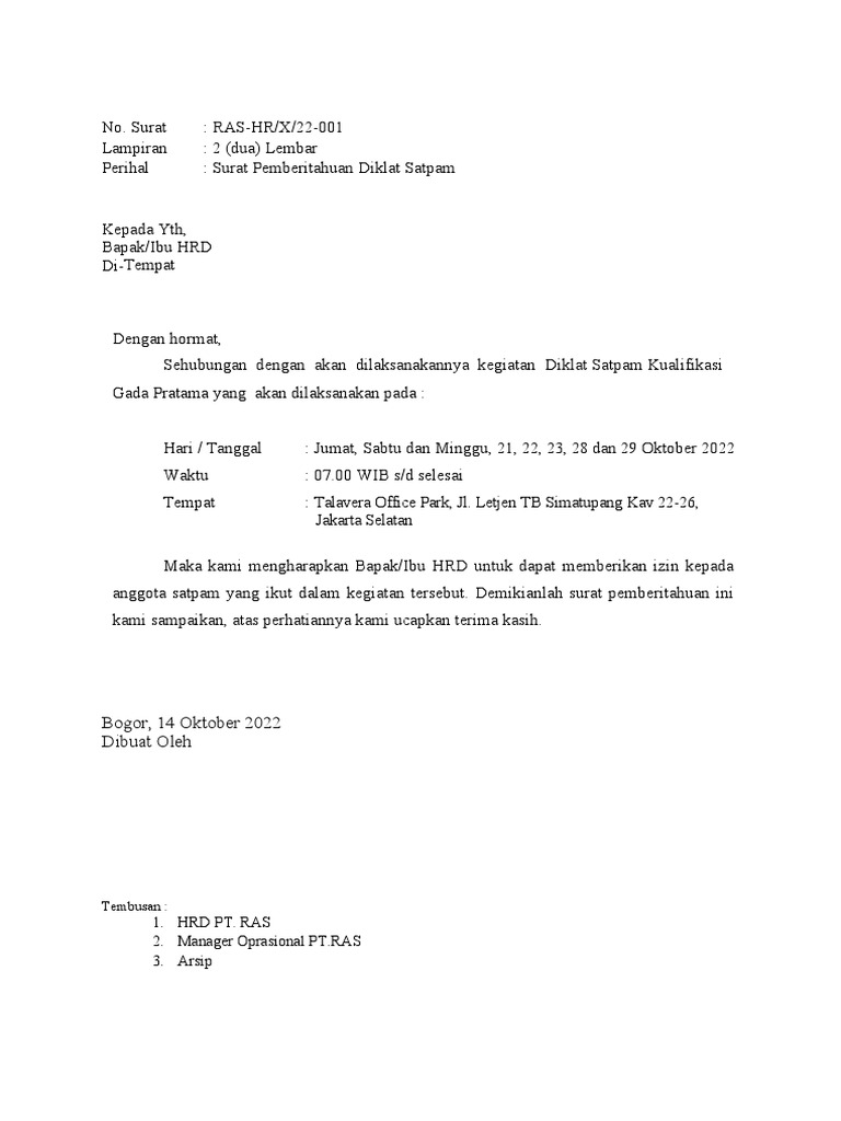 Surat Pemberitahuan | PDF