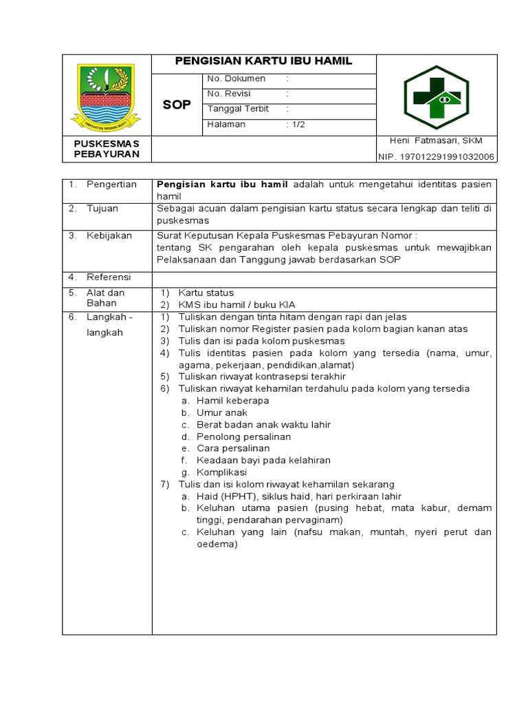Sop-Pengisian Kartu Ibu Hamil | PDF