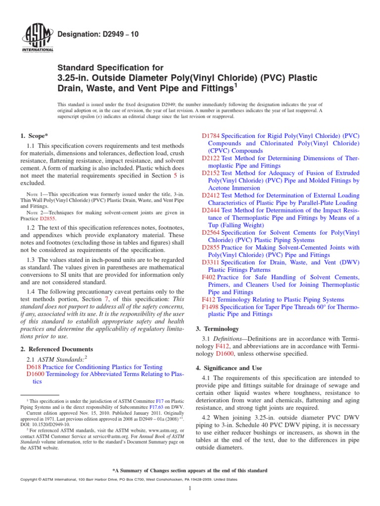 3.25-In. Outside Diameter Poly (Vinyl Chloride) (PVC) Plastic Drain, Waste, and Vent Pipe and ...