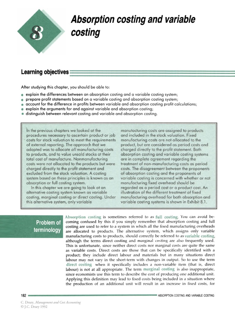 Absorption Costing and Variable | PDF | Cost | Valuation (Finance)