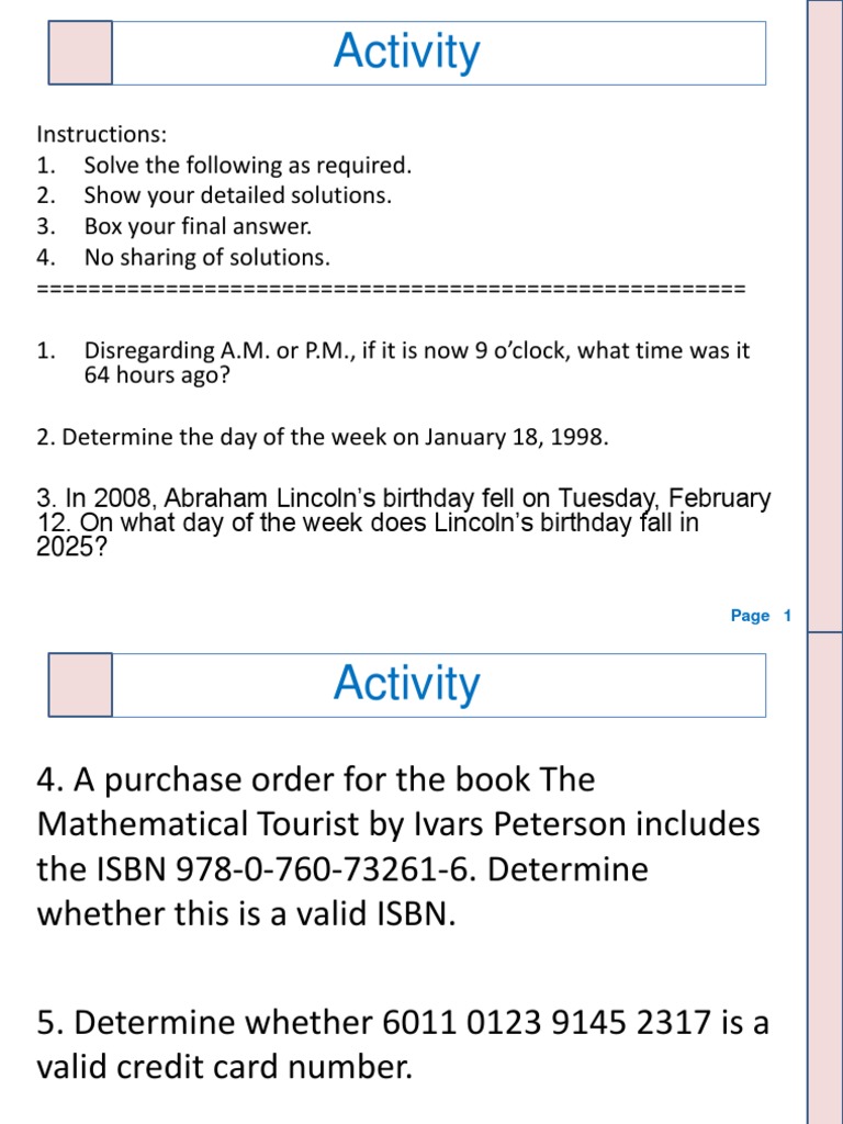 Activity Mathematical System | PDF